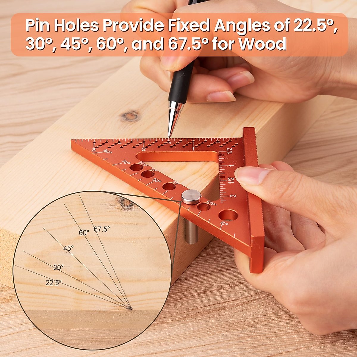 Neitra Small Square Ruler with Fixed Angle Pin, Accurate Compact Aluminum Alloy Mini Squares with Laser Etched Markings, Includes a Mechanical Pencil for Carpenter Woodworking Furniture Projects