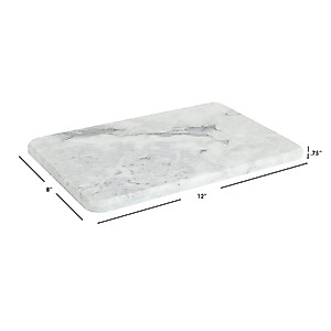 Marble Chopping Board, By Home Basics | 8" x 12", (White), Cutting Boards For Kitchen | Kitchen Cutting Boards With Non-Skid Feet