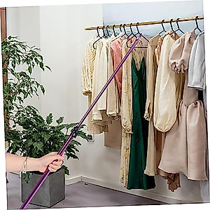 Cabilock 3pcs Telescopic Clothes Rail Coat Hooks Heavy Duty Telescoping Walking Stick Retractable Clothes Line Hotel Clothesline Pole Dorm Room Outdoor Clothesline Stainless Steel Purple