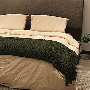 NakedCloud Knit Throw Blanket for Couch, Versatile Super Soft Warm Cozy Chenille Blanket with Tassels for Bed Sofa Chair,Decorative Woven Throw Blanket,Green 60 x 80 inches