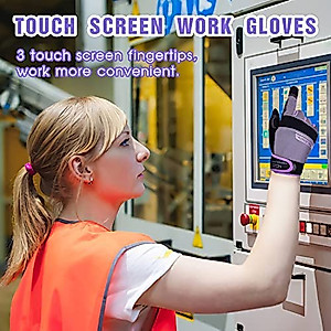 AIGEVTURE Utility Work Gloves Women, Safety Mechanic Working Gloves Touch Screen,Flexible Breathable Yard Work Gloves
