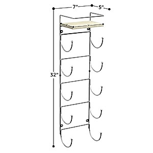 Sorbus Towel-Rack for Bathroom - Wall Mounted Metal Organization Rack with Wooden Top Shelf & 5 Tiers - Holds Full Sized Bath-Towels, Washcloths, Linens, & Hand-Towels - Easy Installation