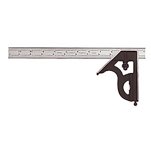 Starrett Steel Combination Square with Square Head - 12" Blade Length, Cast Iron Heads, Reversible Lock Bolt, Scriber, Spirit Level, 4R Graduation Type - 11H-12-4R