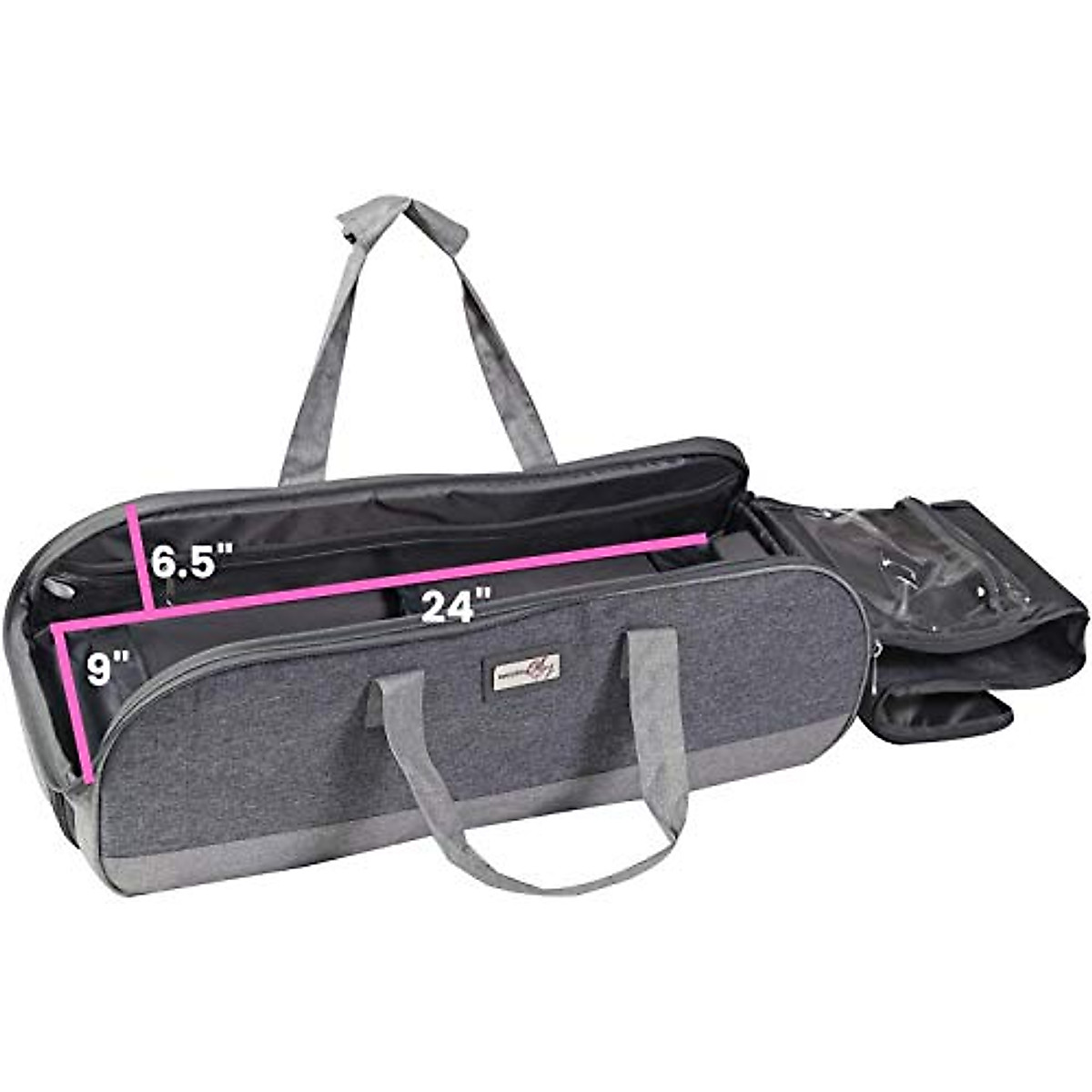 Everything Mary Rolling Craft Tote for Cricut, Brother, Silhouette Machines, Grey Heather - Machine Carrying Storage Bag for Air, Maker, Explore, Cameo - Travel Carry Case for Vinyl & Accessories