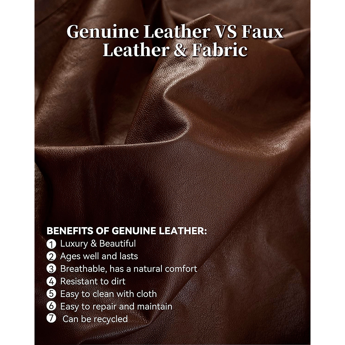 Genuine Leather Recliner Chair, Lounge Chair Built-in High Elastic Sponge, Power Recliner Chair for Living Room, Home Theater, Bedroom, Office - Dark Brown