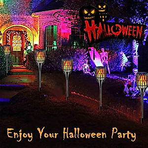 Ollivage Solar Torch Flame Lights Waterproof Flickering Flames Solar Lights 43" Solar Garden Lights Outdoor Landscape Decoration Lighting Dusk to Dawn Auto On/Off for Yard Garden Pathway, 2 Pack