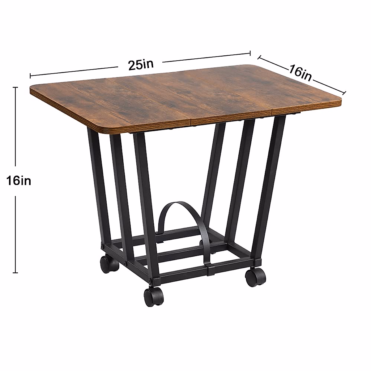 Hadulcet Record Player Stand Vinyl Records Holder, Turntable Stand and LP Album Storage Rack with wheels and dividers, Rustic Brown