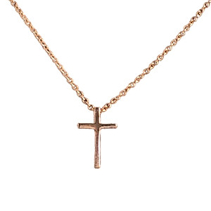 Rose Gold Tiny Cross Necklace, Dainty Cross Necklace, Small Cross Pendant Austin Down to Earth (Adj 16-18 inches)