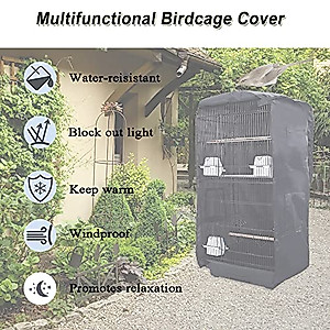 SYOOY Bird Cage Cover Good Night Birdcage Cover Universal Blackout Bird Parrot Cage Cover Durable Washable for Parakeets Lovebirds Budgies Macaw Conure Square Cages - Black
