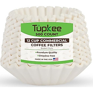 Tupkee Large Coffee Filters 12 Cup - (500 Count) 9.75" x 4.25" Tall Walled Premium Coffee Filter to Prevent Messy Ground Overflow - Compatible with Bunn Commercial & Large Home Machines - Made in USA