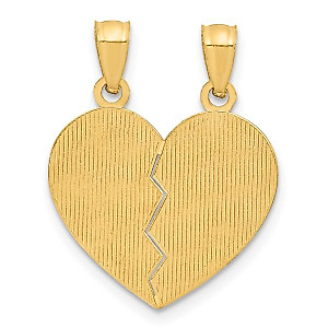 IceCarats 14K Yellow Gold Best Friends Heart Love Break Apart Pendants Necklace Charm Pendant