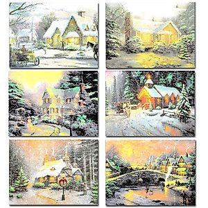 72 Christmas Greeting Cards Collection with Envelopes for Winter Xmas Season, holiday present Giving, Xmas Gifts Cards, Snowy Town Greeting Cards