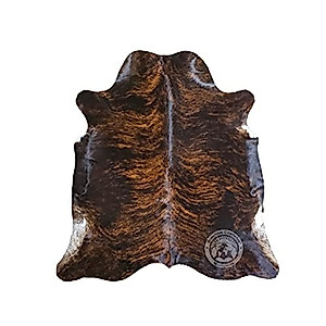 Sunshine Cowhides 100% Genuine Dark Brindle Cowhide Rug - Modern Style Animal Skin Rug & Floor Carpet for Living Room, Bedroom, Kitchen & More - Large (6x6-7ft)
