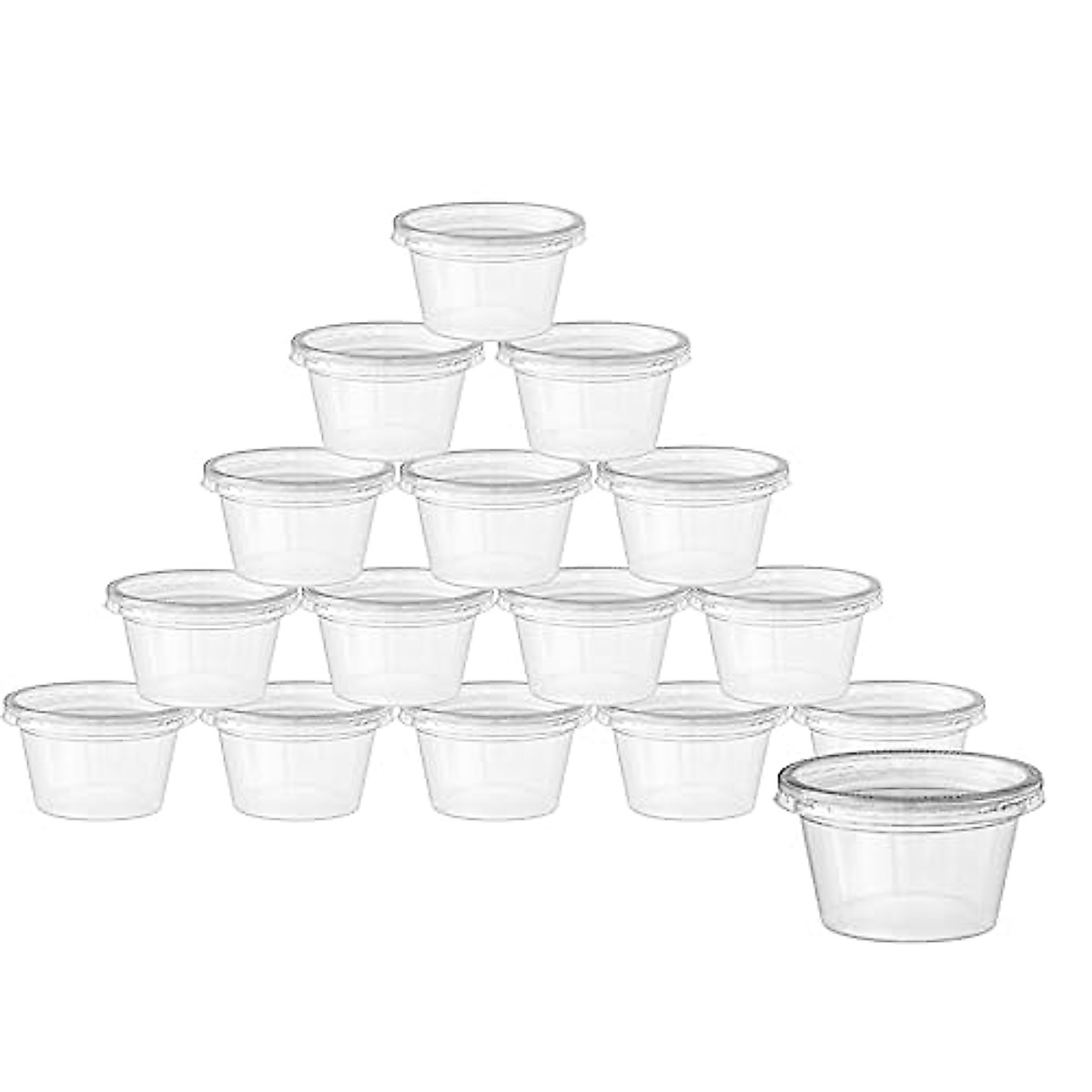 DecorRack 16 pack 4 oz Plastic Portion Cups with Lids, BPA Free Plastic Disposable Containers with Leakproof Lids for Souffle, Jello Shot Cups, Condiments, and Dipping Sauce (16 Pack)