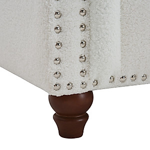 LAVHOME 84" Classic Chesterfield Living Room, 3 Seater Tufted Sofa with Scroll Arms, Upholstered Couch Furniture for Apartment Office, Fabric (White)