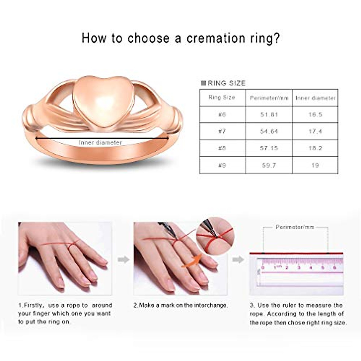 Minicremation Cremation Urn Ring for Ashes for Women Stainless Steel Heart Finger Ring Waterproof Memorial Keepsake Cremation Ring Holds Loved Ones Ashes