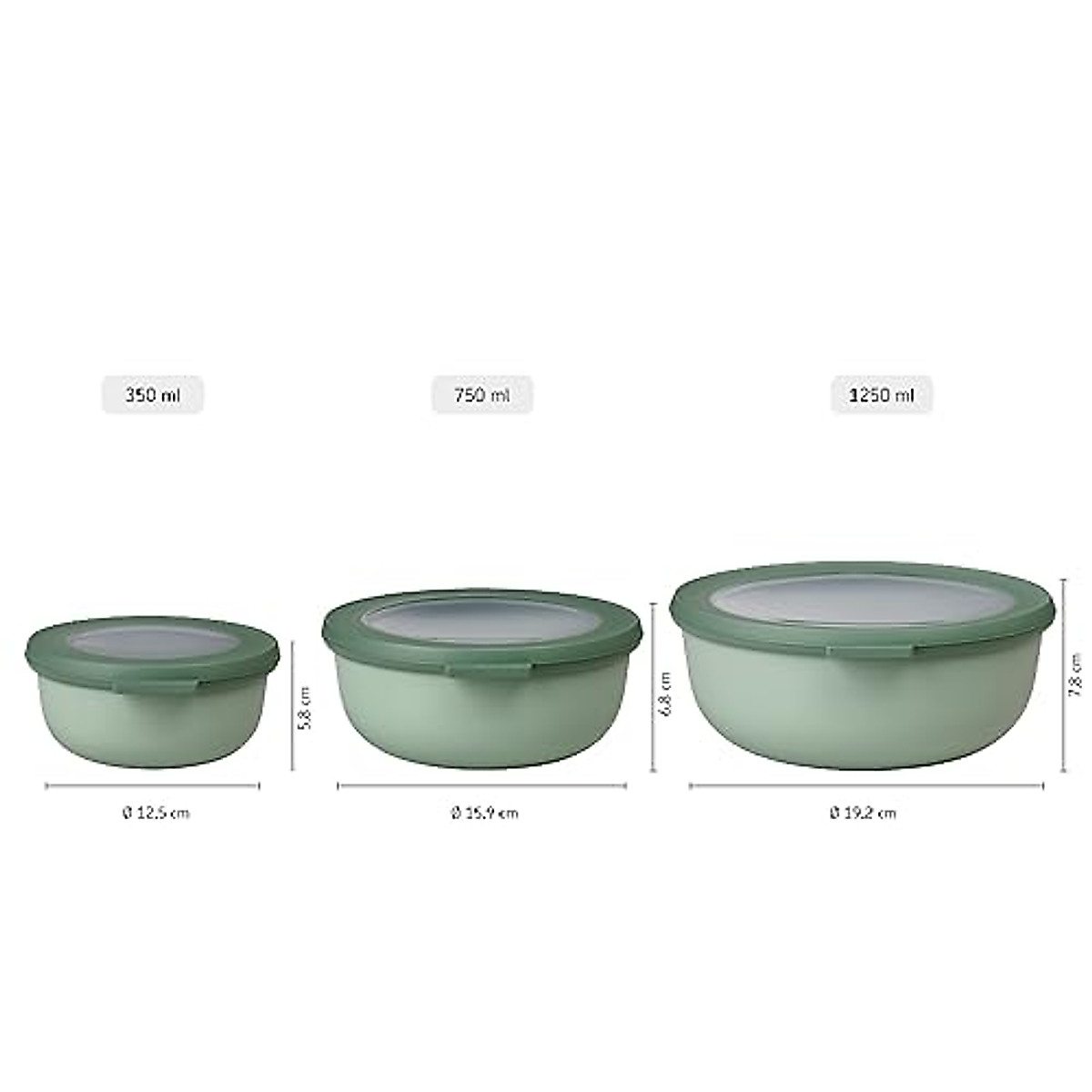 Mepal Set Multi Bowl, Pp/Tpe, Nordic Green, One Size