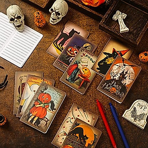 24 Pack Halloween Mini Notepads 24 Styles Small Vintage Notebooks School Supplies 5 x 3.2 Inches Girls Pumpkin Cat Halloween Retro Memo Pad for Kids Students Halloween Stationery Gifts Party Favors