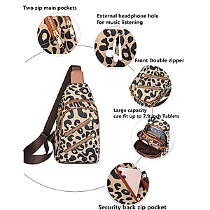 Multipurpose Leather Sling Bag, Shoulder Sling Bag, Crossbody Sling Backpack for Women, Fits 7.9 inch Tablet