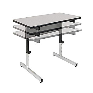 Calico Designs Adapta Height Adjustable Office Desk, All-Purpose Utility Table, Sit to Stand up Home Computer Desk, 23" - 32" in Powder Coated Black Frame and 1" Thick Grey Top, 36 Inch