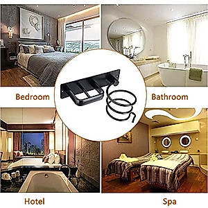Fysupotsu Aluminum Hair Dryer Holder Wall Mounted,Bathroom Hair Care & Styling Tool Organizer for Flat Iron,Curling Wand,Hair Straightener Blow Dryer Holder Rack (Black)