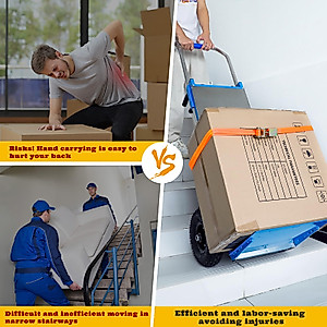 1200W Electric Stair Climbing Sack Hand Trucks Dolly, Gallon Drum Dolly, Stair Dollies Climber Heavy Duty Load 880 lbs with Telescoping Handle & Pneumatic Wheels for Moving Furniture Fridge Appliance