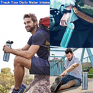 LONG SENG Sports Water Bottle 26 OZ, Blue Leak Proof Wide Mouth Water Bottles BPA-Free Simple Plastic Water Bottle Odorless Light and Portable Easy Clean Water Bottles For Adults Man Woman