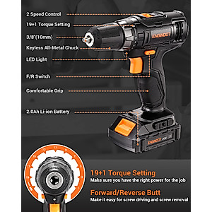 ENGiNDOT Tool Set with Drill, Cordless Drill Tool Kit 108Pcs Household Power Tools Drill Set with 20V Li-Ion Battery & Charger for Home Tool Kit