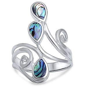 Oxford Diamond Co Abalone Shell .925 Sterling Silver Ring Size 11
