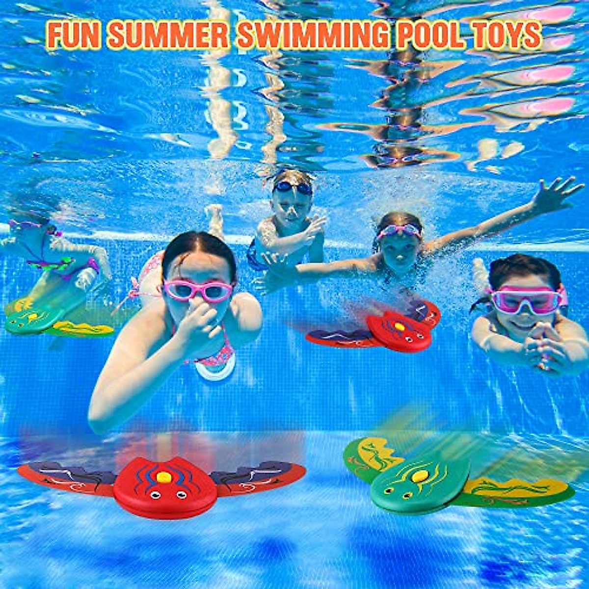 2 Pack Stingray Underwater Glider, Swimming Diving Pool Toys, Adjustable Fins, Self-propelled, Fun Water Games for Little Ones and Adult