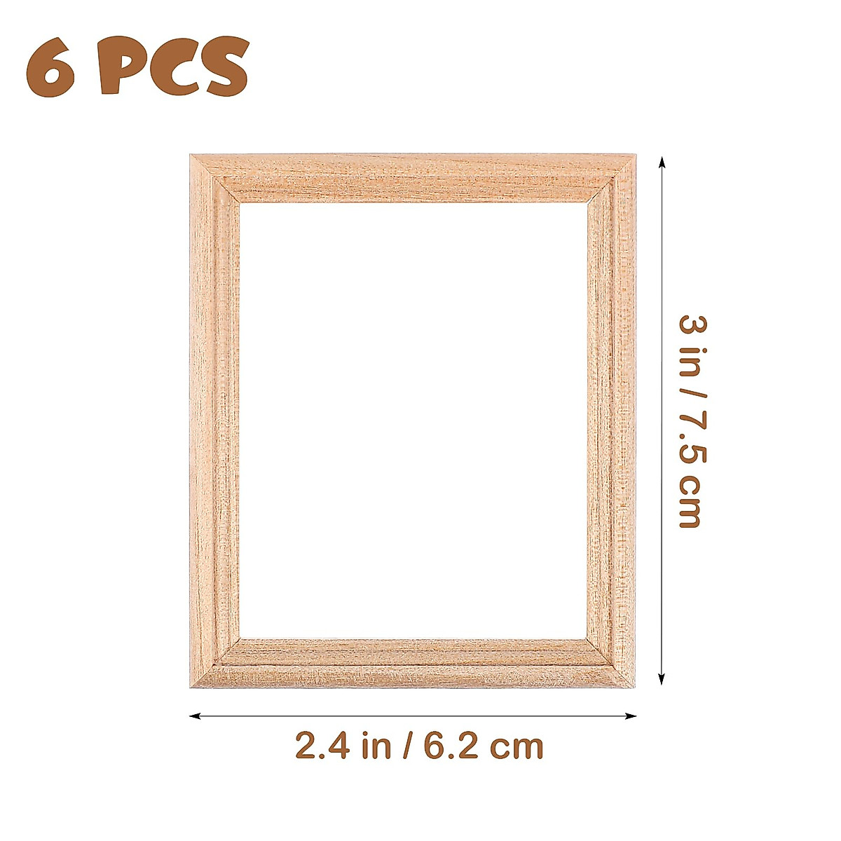 Exceart 6Pcs 1/12 Wood Dollhouse Furniture Unfinished Mini Photo Frame Artificial Miniature Scene Model DIY Wall Art Painting Toys for Nursery Room Photo Props