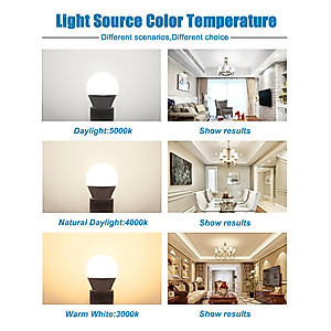 EvaStary Ceiling Fan Light Bulbs, 60W Equivalent E12 LED Bulb, Super Bright 600LM Daylight 5000K Small Base A15 Shape Candelabra Bulb for Chandelier, Ceiling Fans, Non-dimmable, 85-265V, 6 Pack