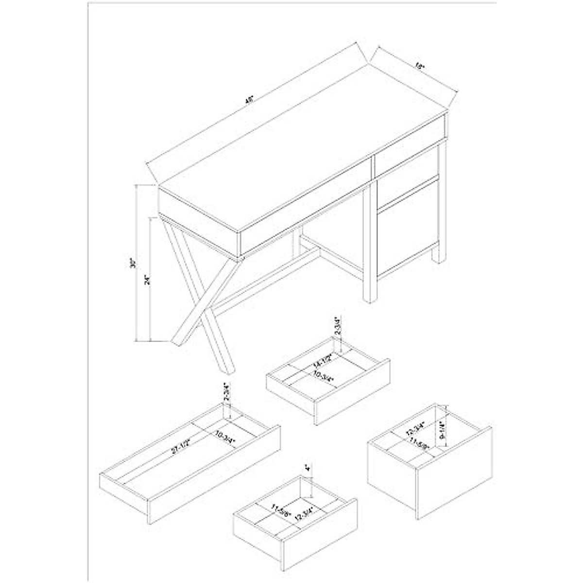 Linon Sadie Navy Blue Modern Classic Side Storage Desk