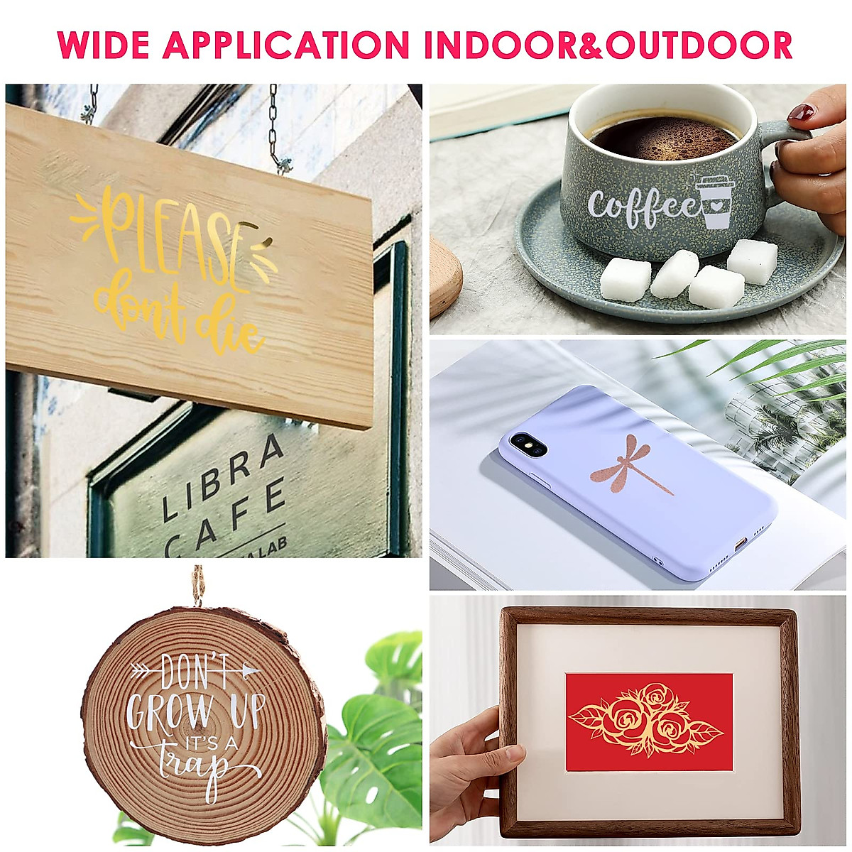 HTVRONT Rose Gold Chrome Vinyl, Metallic Rose Gold Permanent Vinyl, 12" x 5 FT Rose Gold Vinyl Roll for Cricut - Easy to Weed & Transfer