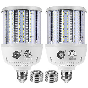 NS 2 Pack 80W LED Corn Bulb, 12000LM 5000K Daylight Cold White LED Bulb E26/E39 Mogul Base Open Semi-Closed Lamp Applicable to Parking Lot Column Top Rear Yard Lamp Garage Office AC100-277V