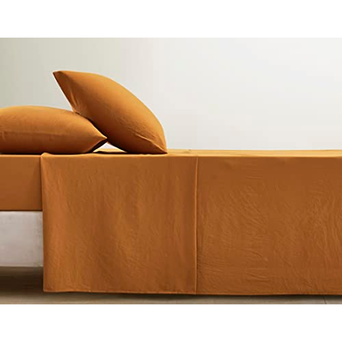 Chezmoi Collection Soft Washed Queen Bed Sheet Set - 4-Piece Brushed Microfiber Wrinkle & Fade Resistant 14-Inches Deep Pocket Sheets & Pillowcases Set - Queen, Spice