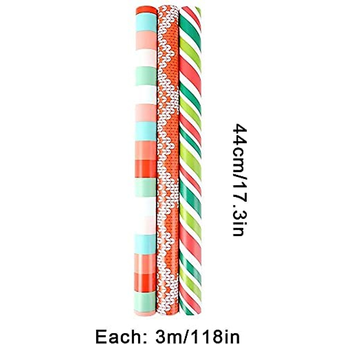 Wrapping Paper Roll - 3 Different Design for Birthday, Holiday, Wedding, Baby Shower - 44.5 * 300cm/3 Rolls