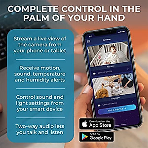 Ohma Smart Baby Monitor, White Noise Sound Machine, Night Light, Temperature & Humidity Sensor, Wireless Talk & Listen, App & WiFi Enabled Video Camera, Baby Essentials & Baby Registry Must Have