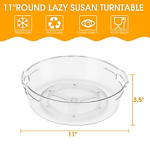 URALFA 2-Pack Lazy Susan Cabinet Organizer, Plastic Lazy Susan Turntable, 11" Rotating Round Lazy Susan Spice Rack Organizer for Pantry, Countertop, Clear