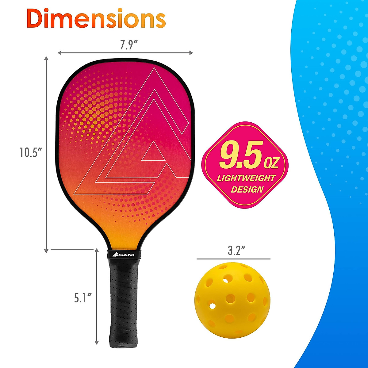 Asani Pickleball Paddle Set of 4-7-Ply Basswood Construction with Durable Edge Guard, Includes 6 Balls and Carry Bag, Ideal for Beginners and Intermediates