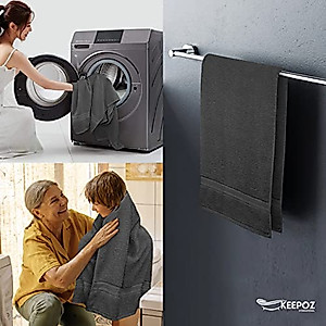 KEEPOZ 4 Piece Bath Towels Set, Premier Cotton 600GSM, (30x54 Inches) Extra Large, Lightweight, and Highly Absorbent Quick Drying Luxury Bath Towels Set for Bathroom, Gym, Spa and Hotel (Grey)