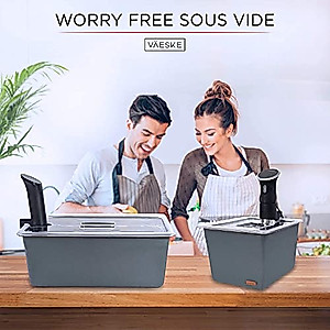 VÄESKE Large Sous Vide Container 26 Quarts with Lid, 2 Sous Vide Racks & Insulating Sleeve | Neoprene Retains Heat | Compatible with Anova, Anova Nano, Joule, Instant Pot, Sous Vide Cookers (26 QT)