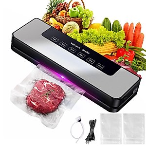 Live Go Food Saver Vacuum Sealer Machine,High-Speed Continuous Working Suction Power Food Sealer with 10 Airtight Bags and Accessory Hose for Food Save and Storage