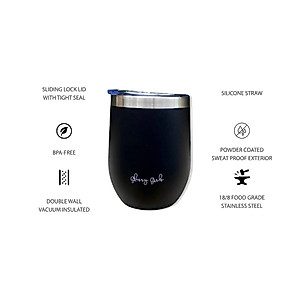 Glassy Girls I’m Fine It’s Fine Everything is Fine Wine Tumbler, Motivational Gift, Best Friend Gift, Coworker Gift, Funny Wine Tumbler, Mom Gift, Black 12 oz Wine Tumbler