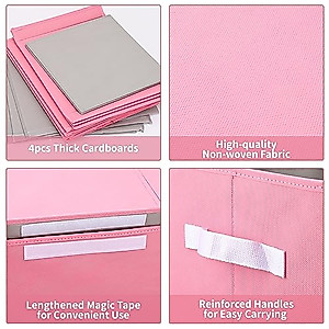 Fixwal Toy Storage Organizer for Girls - Extra Large Toddler Toy Box Kids Toy Chest, Collapsible Removable Divider for Nursery Playroom Bedroom Closet, 36"x12.6"x16" (Pink)