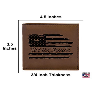 Rogue River Tactical USA American Flag We The People Constitution Men's Leather Bifold Wallet RFID Gift For Him Dad Father United States Billfold Patriotic