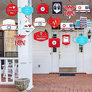 54 Pcs Nurses Week Decorations,Thank You Nurse Hanging Swirls Nurse Appreciation Foil Ceiling Hanging Swirl Streamers for Nursing School Doctor Medical Themed RN Graduation Party Supplies Decor