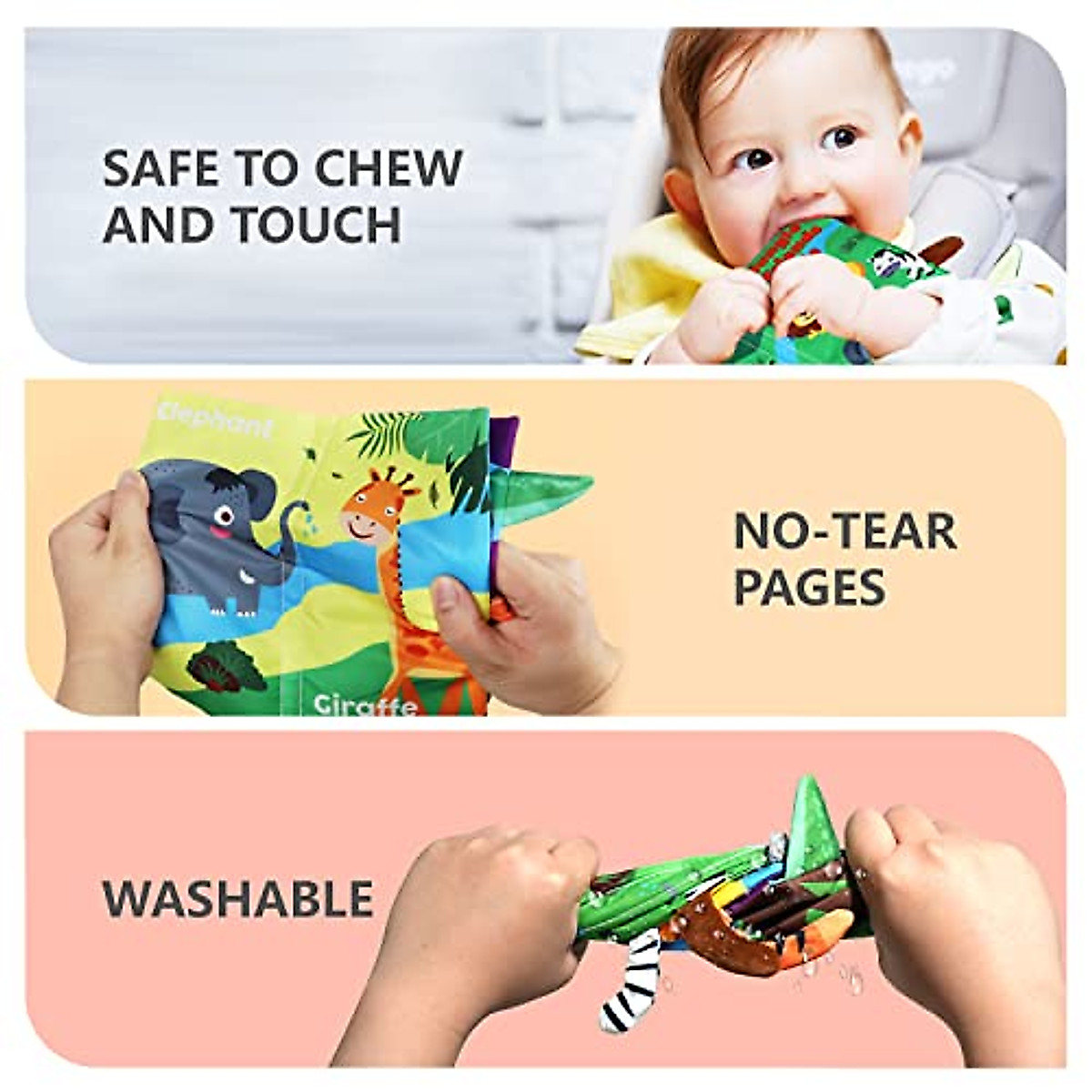 TOY Life Soft Baby Book 0-3-6-12 Months Baby Montessori Toys for 1 Year Old Touch and Feel Crinkle Cloth Books for Babies Newborn Infant Sensory Book Baby Crinkle Chew Toys Newborn Gift Set for Boy