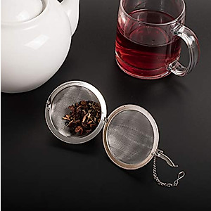 HIC Loose Tea Leaf Strainer and Herbal Infuser, 18/8 Stainless Steel, Mesh Tea Ball, 3-Inch