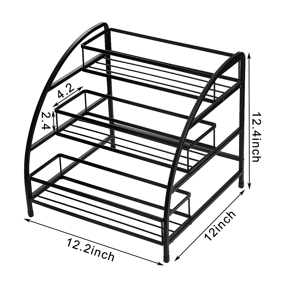 SOUJOY Coffee Syrup Rack Organizer, 9-12 Bottles Wine Holder Stand, 3-Tier Metal Wire Countertop Storage Rack, Freestanding Shelves for Coffee Bar Station, Kitchen, Syrup Wine Dressing Cocktail